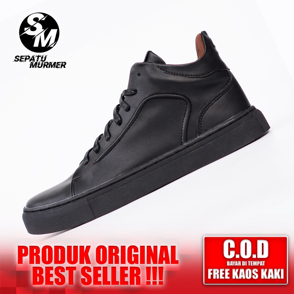 Jual SM x Ankle Sepatu Pria Sneaker Semi Boots Hitam Kulit Sintetis Sepatu Casual Kerja Harian ...