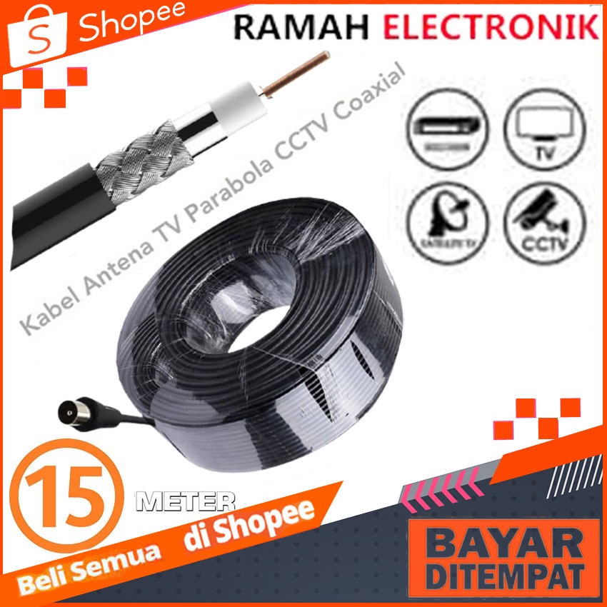 Jual Kabel Antena Tv Panjang 15 Meter Kabel Cctv/Parabola | Shopee Indonesia
