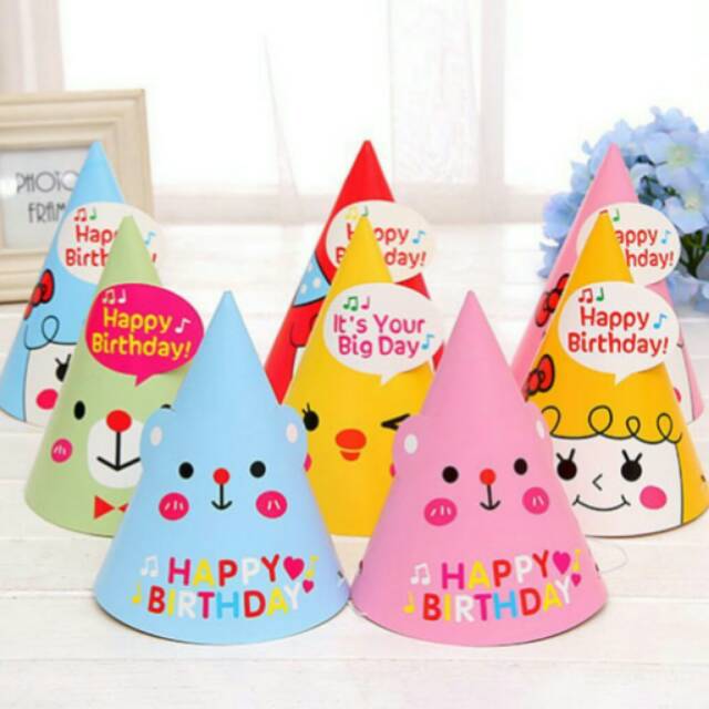 Topi Kerucut Ulang Tahun Birthday motif - BERUANG LUCU | Shopee Indonesia