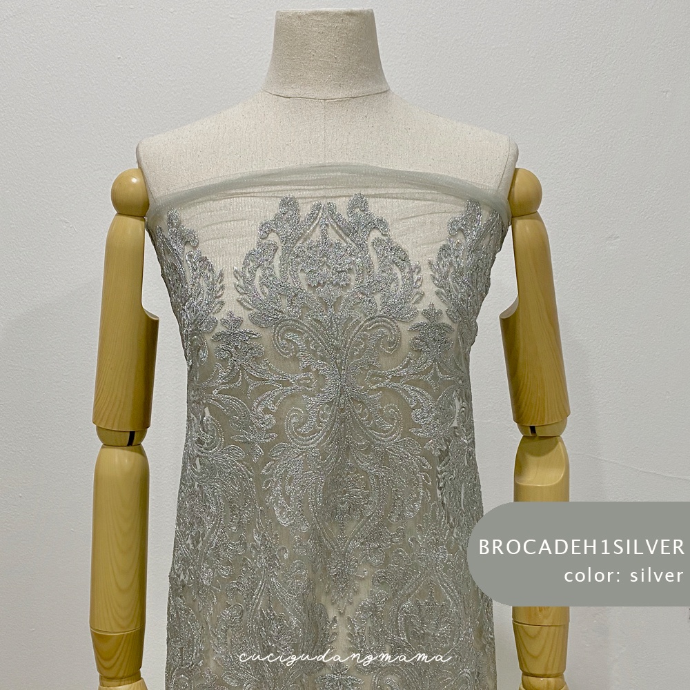 Jual Kain Brokat / Warna Silver / Lace / Brukat / Kain Kebaya | Shopee ...