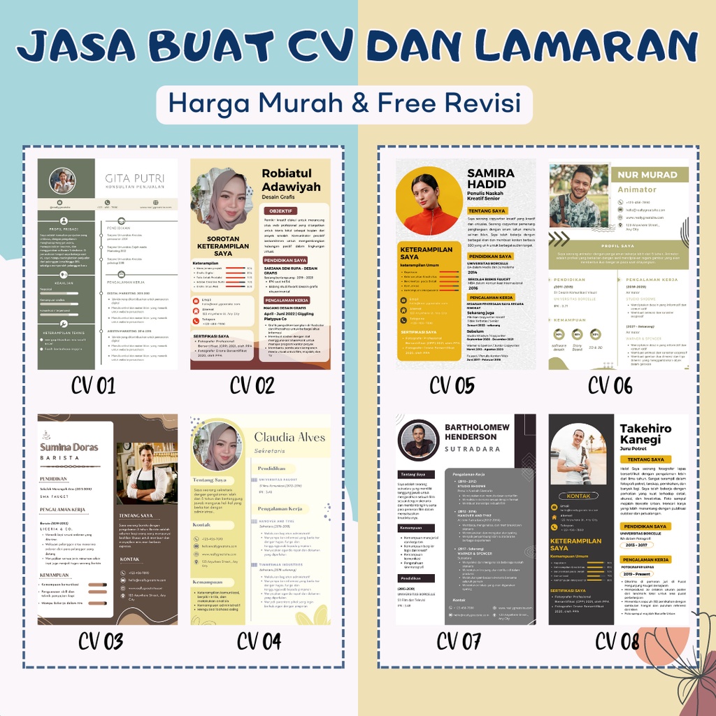Jual DESAIN CV DAN SURAT LAMARAN KERJA - FREE REVISI | Shopee Indonesia