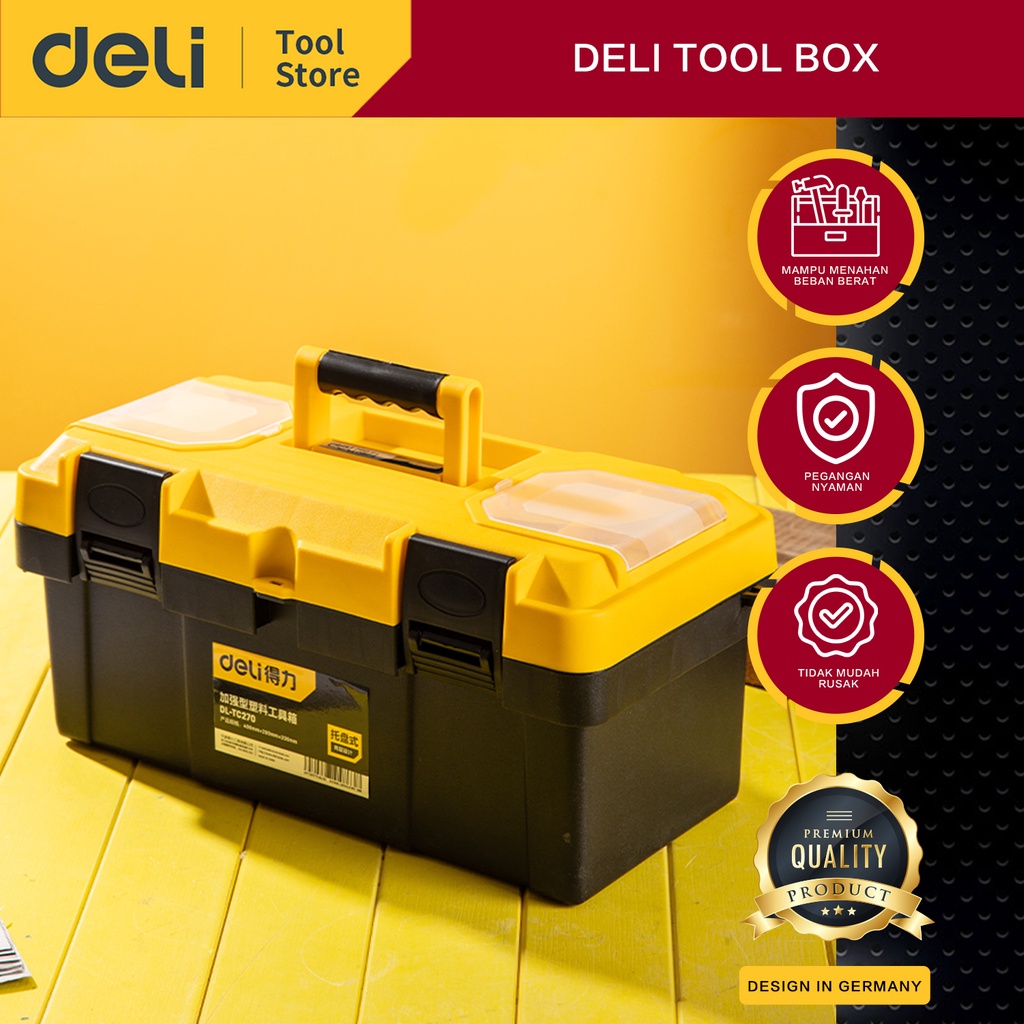 Jual Deli Toolbox/Kotak Perkakas 17 inch Bahan PP Tahan lama DL-TC270 ...