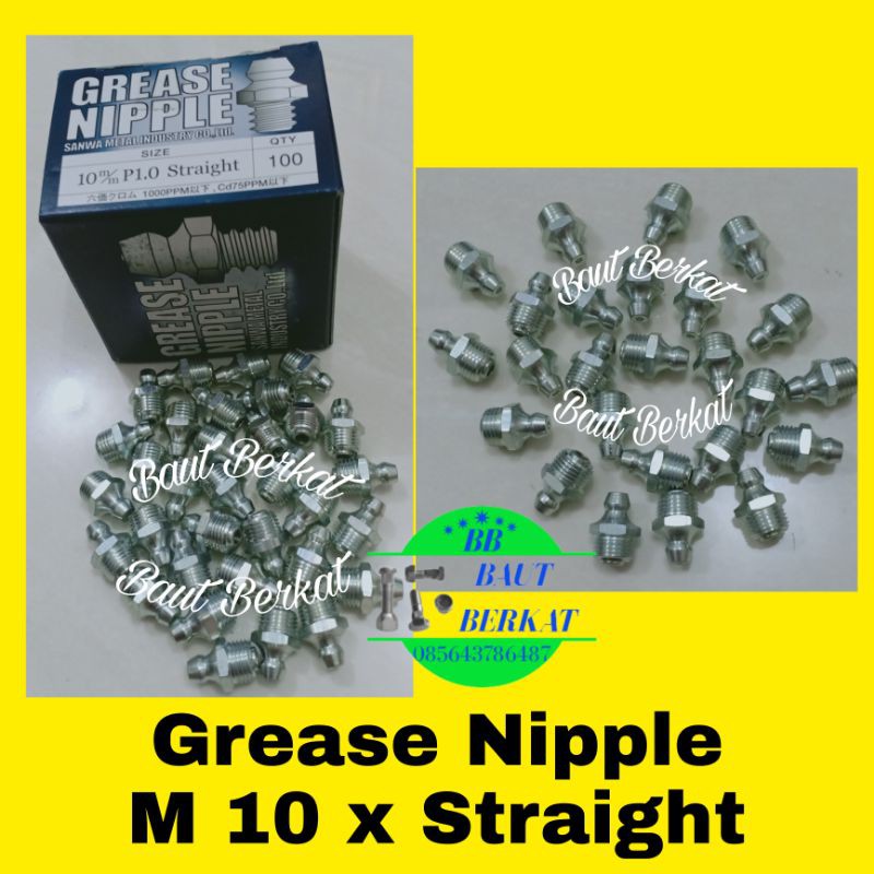 Jual nipple grease 10 lurus 10mm P1.0 lurus nepel gemuk 10 lurus grease ...