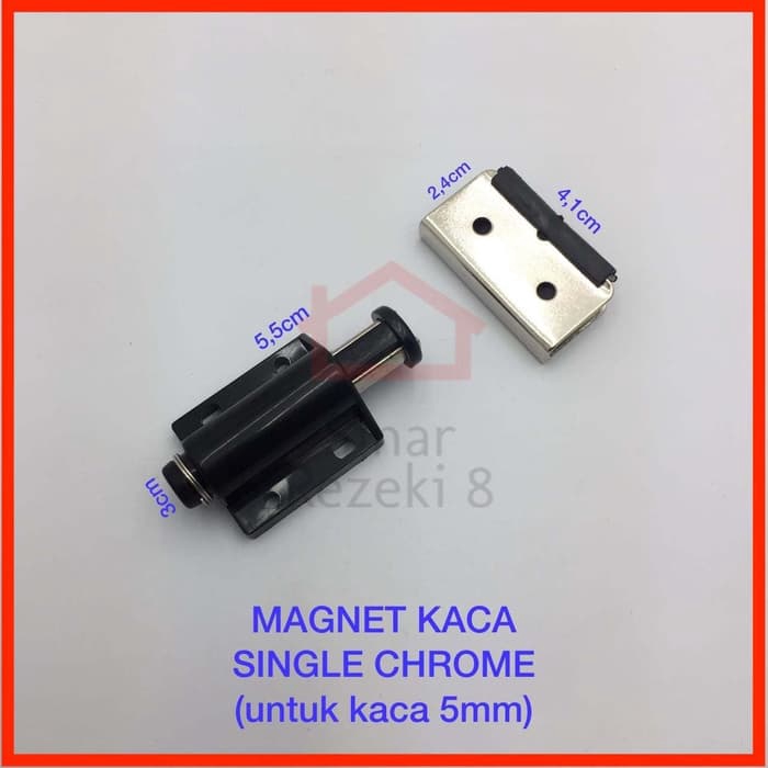 Jual Magnet Pintu Kaca Jepit SINGLE CHROME + Push Open Lemari Magnit ...
