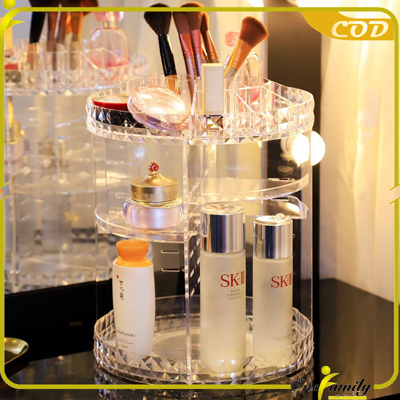 Jual ONE-K5/K6 Rak Kosmetik Acrylic Putar 360 Derajat Diamond / Polos ...