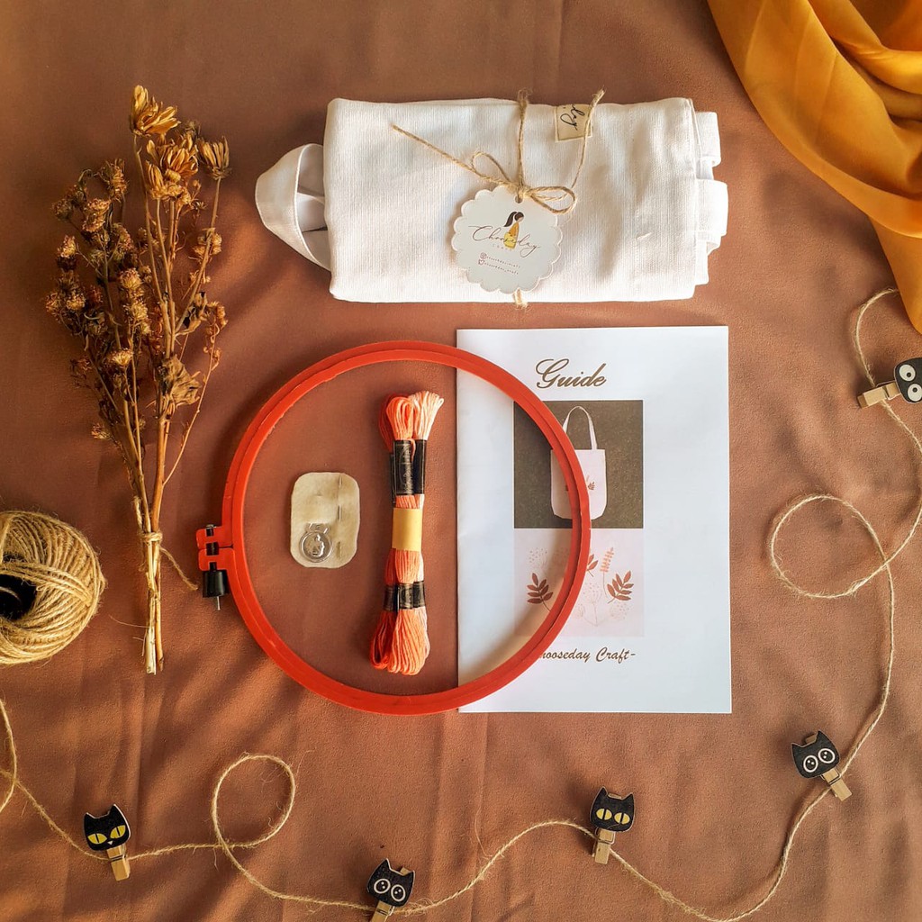 Jual DIY HAND EMBROIDERY TOTEBAG KIT sulam tangan | Shopee Indonesia