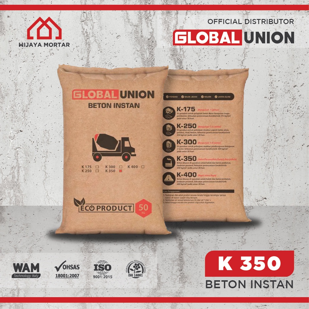 Jual Semen Mortar Beton Instan Global Union K350 50 Kg | Shopee Indonesia