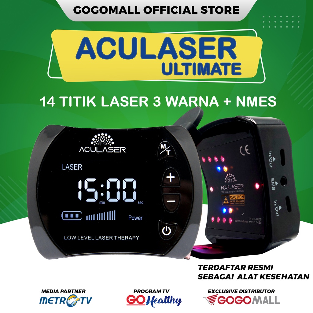 Jual ACULASER ULTIMATE 14 MATA LASER 3 WARNA + NMES TERAPI MEMBANTU MENGURAIKAN GUMPALAN DARAH ...