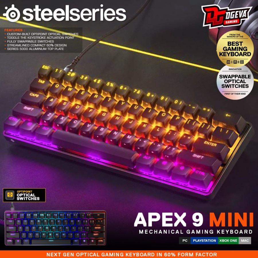 Jual Steelseries Apex 9 Mini 60% RGB Mechanical Gaming Keyboard | Shopee Indonesia