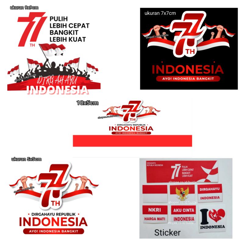 Jual Sticker Stiker Label Merah Putih Bendera Indonesia Dirgahayu NKRI ...