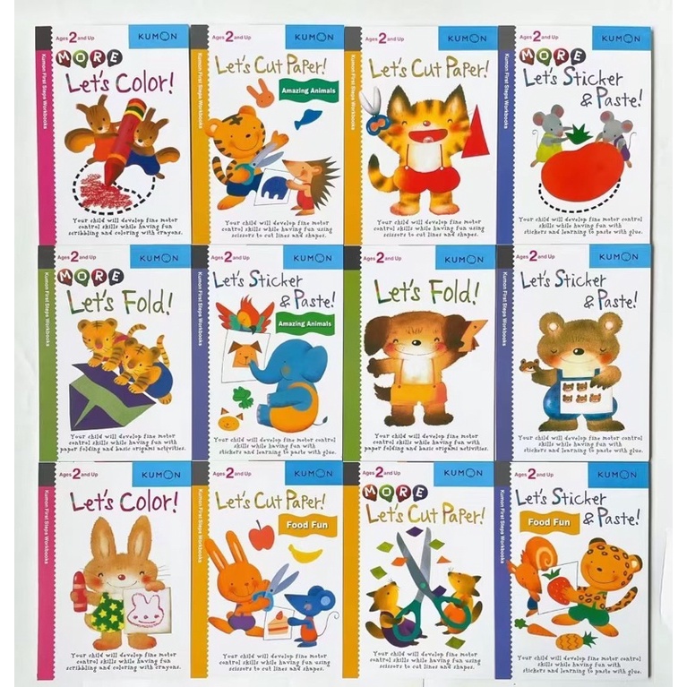 KUMON First Steps Workbook Ages 2 years and up Lets Sticker Paste Cut ...