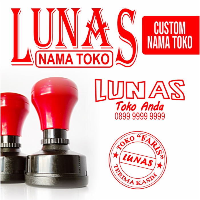 Jual Stempel LUNAS Custom Nama Toko | Shopee Indonesia