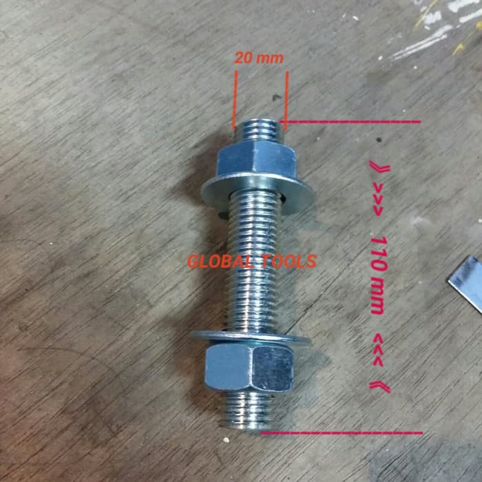 Jual stud bolt putih m20 x 110 stud bolt galvanis not baja 8.8 angkur ...