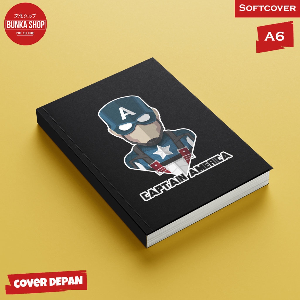 Jual Pocket Note Marvel Captain America Black Softcover A6 Buku Tulis ...