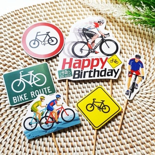 Jual SK Cyclist Gowes Bike Sepeda Birthday Cake Topper 1 set isi 6 pc ...