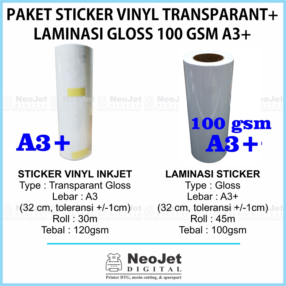 Jual Paket Sticker Stiker Vinyl Inkjet Transparan Laminasi 100gsm ...