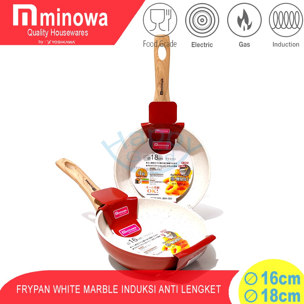 Jual MINOWA 16-18CM FRYPAN/PANCI PENGGORENGAN WHITE MARBLE INDUKSI ANTI ...