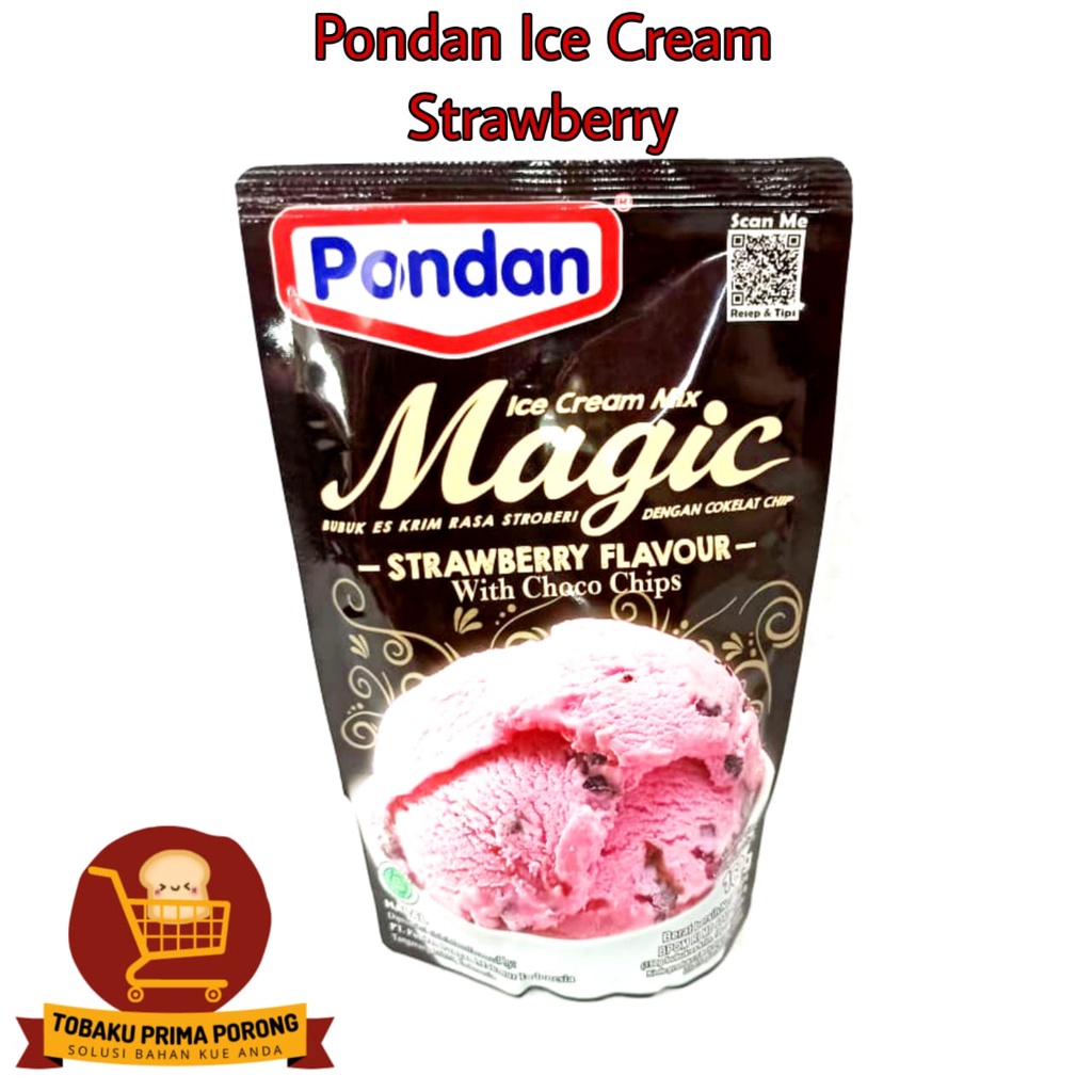 Jual Pondan Ice Cream Magic bubuk es krim Strawberry Choco Chip 160gr ...