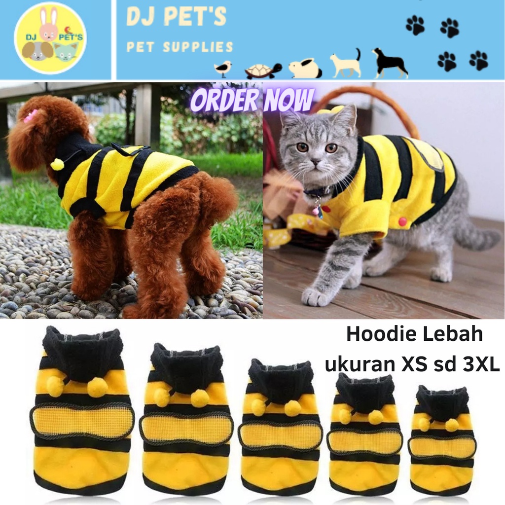 Jual Baju anjing dan baju kucing model hoodie lebah PET2026 | Shopee ...