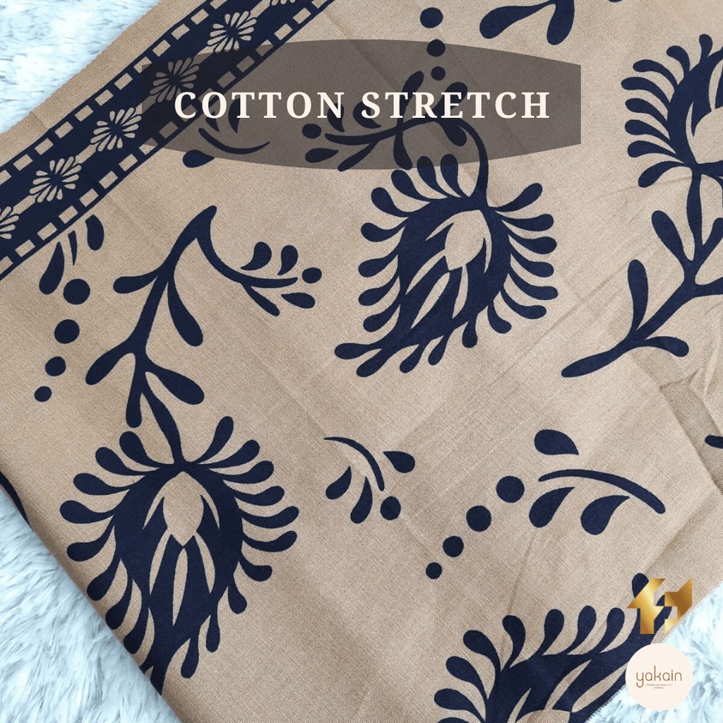 Jual Kain Batik Katun / Cotton Stretch FAMAS - Daun Etnik Caramel ...