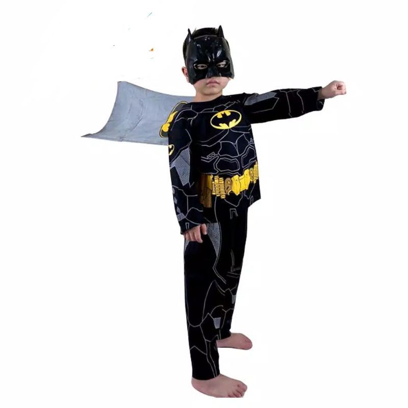 Kostum Baju anak Batman Baru LS sayap berjubah gratis topeng | Shopee ...