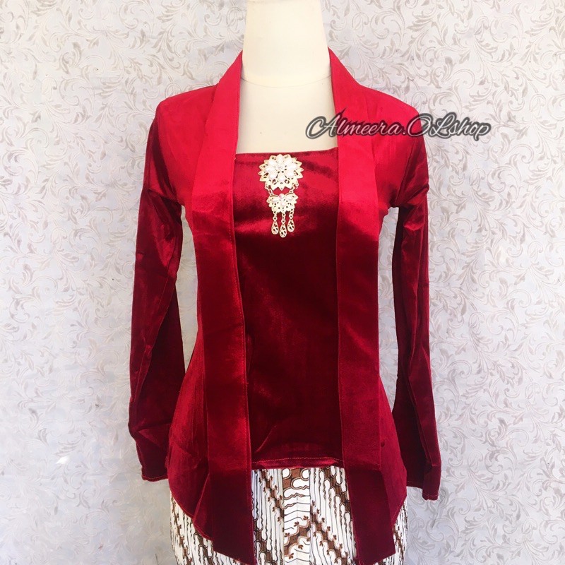 Jual kebaya bludru kebaya kutubaru bahan tebal halus dan adem warna ...