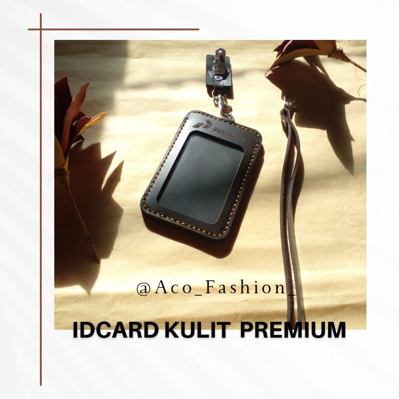 Jual ID CARD KULIT PREMIUM name tag kulit custom logo PERTAMINA / BJB ...