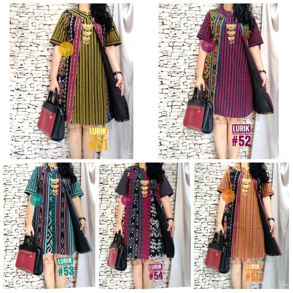 Jual Motif Baru..Dress Tenun LURIK Model Buka Tutup/Dress Slayer Lengan pendek Kombinasi Bahan ...