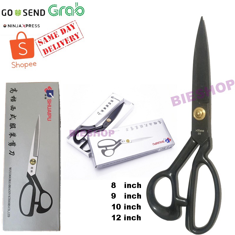 Jual Gunting Kain SHUAIPU 8" 9" 10" 12" Sharp Baja Hitam Gagang Besi ...