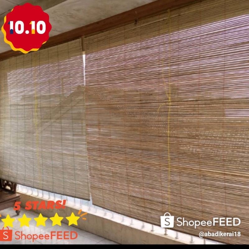 Jual kerai tirai bambu sawit,ukuran 2x2m+vernis+tali pengusung,full custom, | Shopee Indonesia