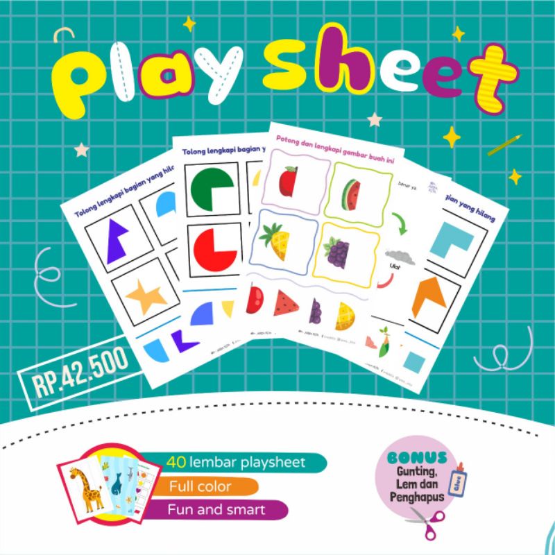 Jual Worksheet Anak Menggunting dan Menempel Playsheet Lembar Aktivitas ...