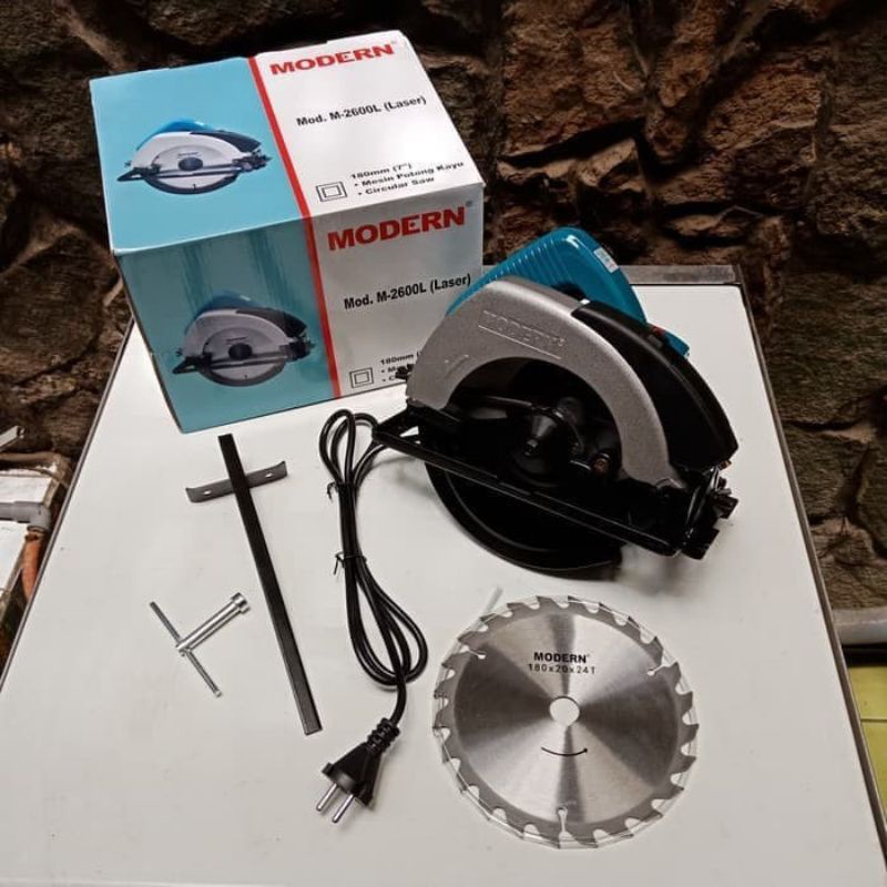 Jual mesin potong gergaji kayu 7 inci modern m2600 Laser | Shopee Indonesia