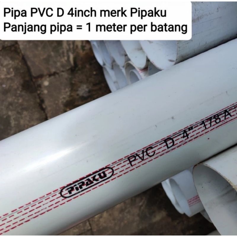 Jual Pipa PVC D 4" 4inch bukan rucika panjang 1 meter per batang ...