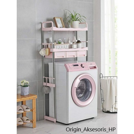 Jual Rak Mesin Cuci Stainless Lengkap Dengan Gantungan Hook Dan Laci ...