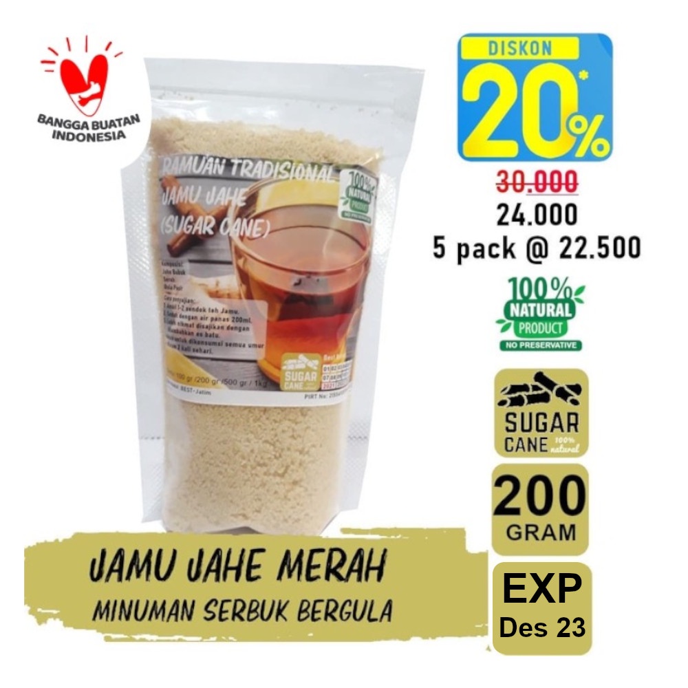Jual Jamu Jahe Merah Instan Tanpa Ampas 200 Gram Indonesia|Shopee Indonesia