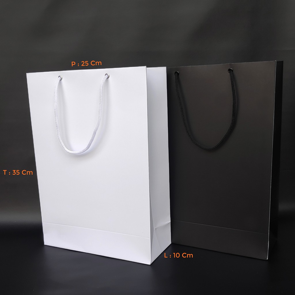 Paper Bag Polos Hitam atau Putih Premium 35 x 25 x 10 Cm | Shopee Indonesia