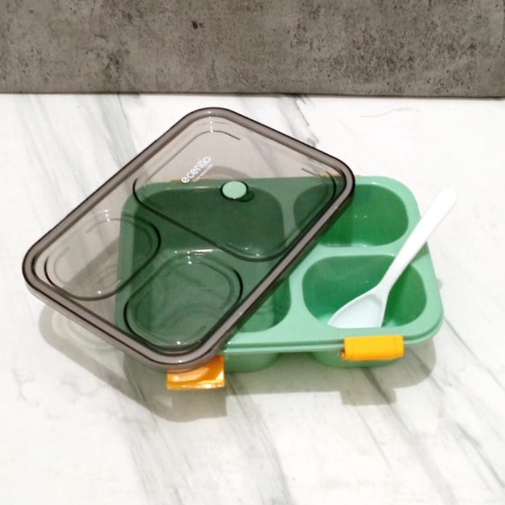 Jual ecentio kotak bento 1500ml 3 grid lunch box/disegel kotak makan ...