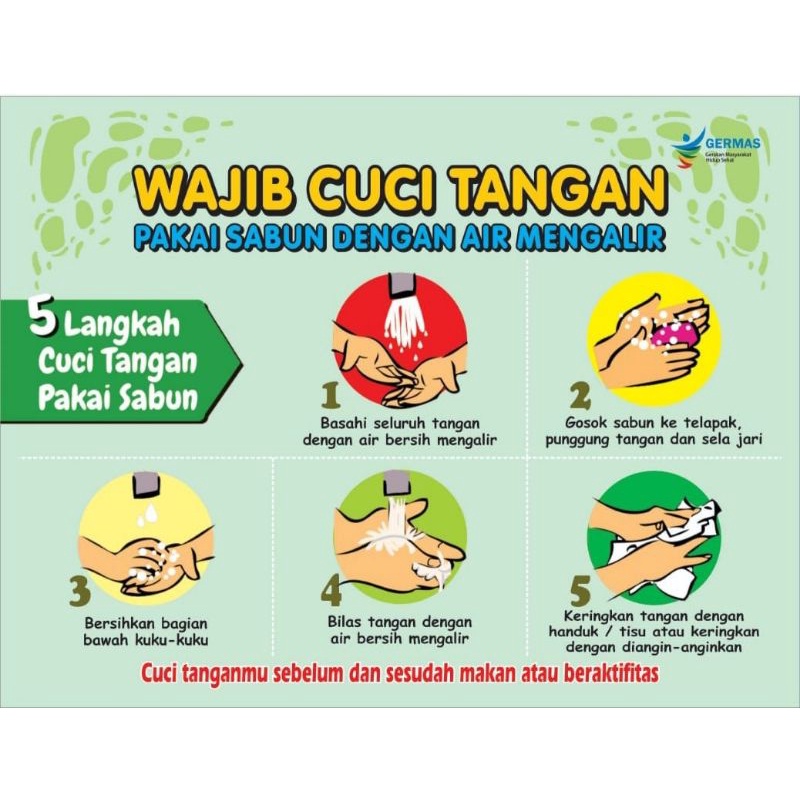 Jual Stiker Cara Cuci tangan > Stiker > Stiker Mencuci Tangan pakai ...