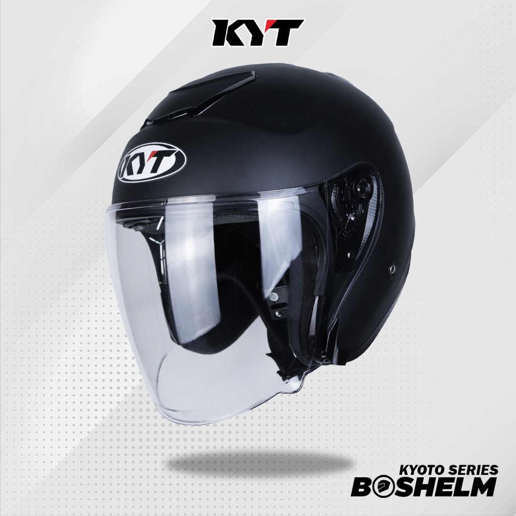 Jual BOSHELM Helm KYT Kyoto Solid HITAM DOFF Helm Half Face SNI ...