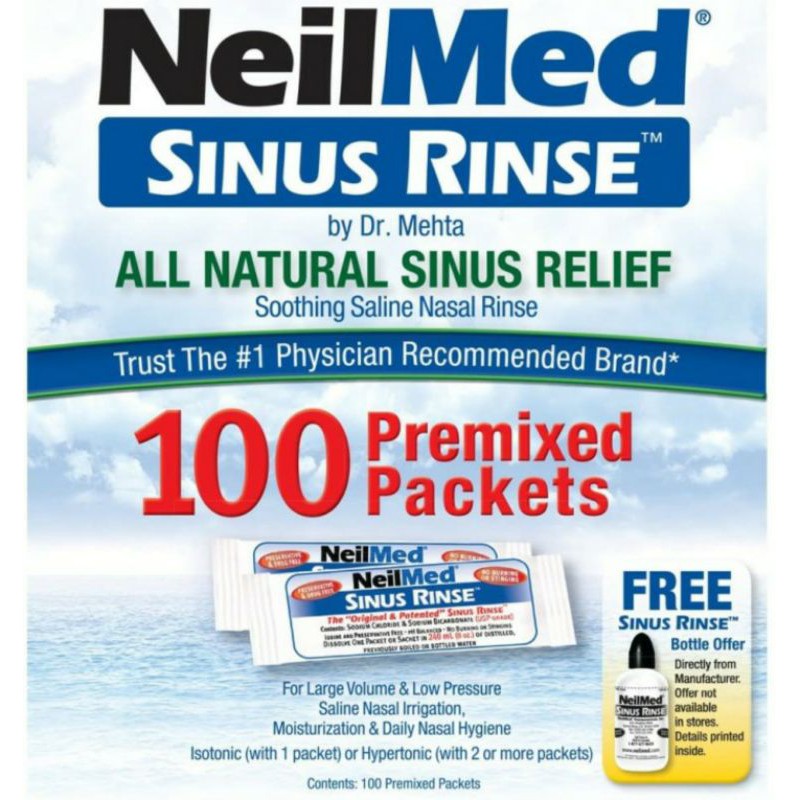 Jual neilmed nailmed sinus rinse relief isi 100 premixed pre mixed ...