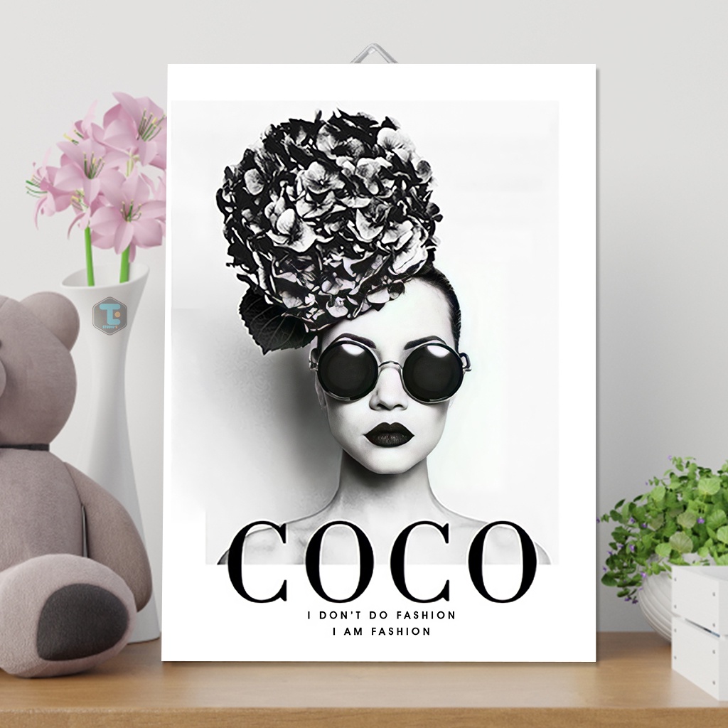 Jual Hiasan Dinding Bunga Lukisan Poster Tulisan Coco Warna Hitam Putih ...