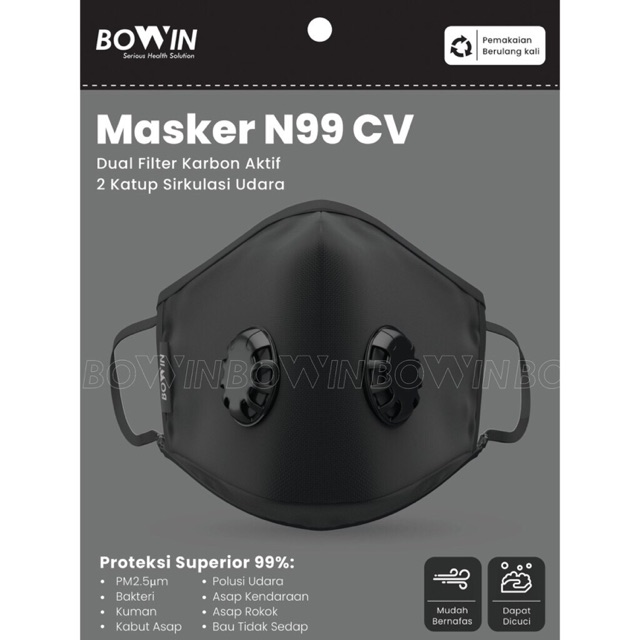 Jual Bowin Masker N99 CV - Dual Filter Karbon Aktif (Masker Kesehatan ...