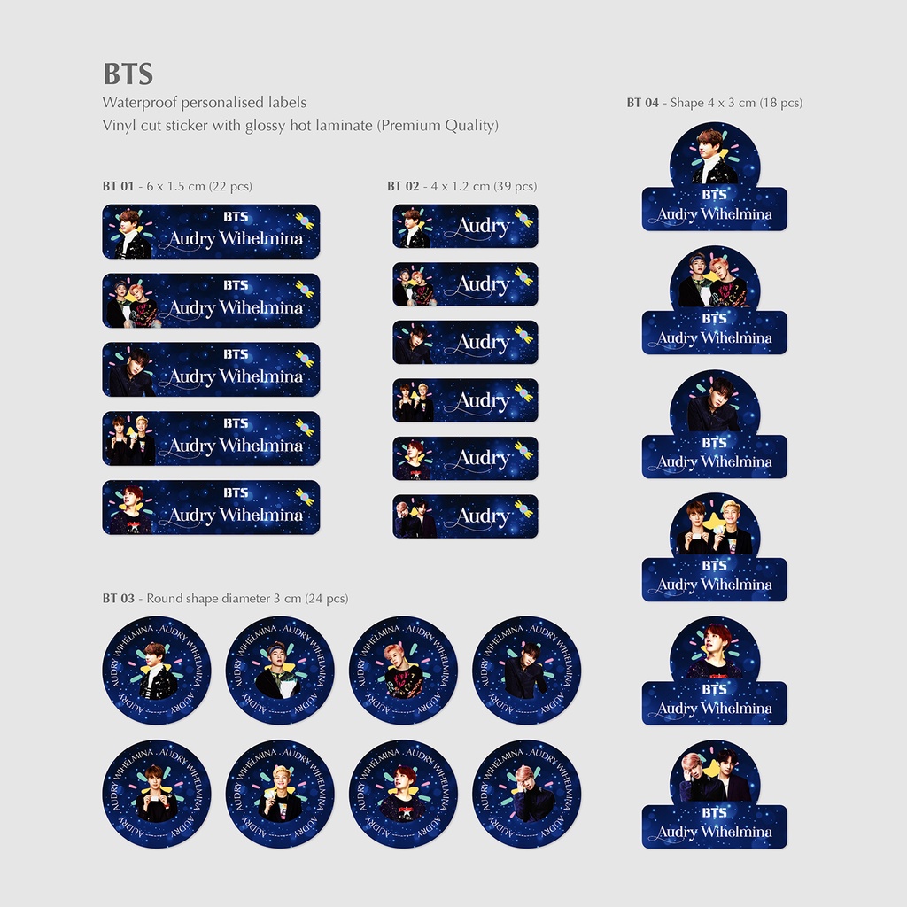Jual BTS / LABEL & STIKER NAMA / STICKER VINYL WATERPROOF (TAHAN AIR ...