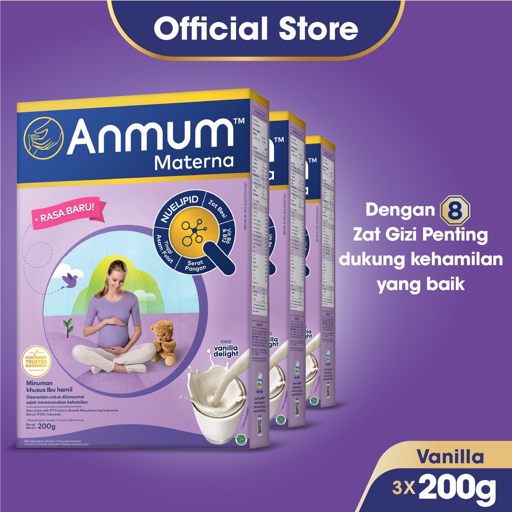 Jual Anmum Materna Susu Nutrisi Ibu Hamil Vanilla Delight 3 x 200g ...