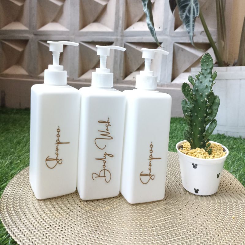 Jual Botol Refill Pump 500ml free Label Sticker Anti Air aesthetic ...