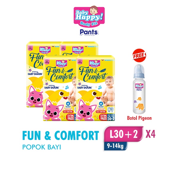 Jual Baby Happy Pants Popok Celana Pinkfong Baby Shark L30+2 x4 Free ...