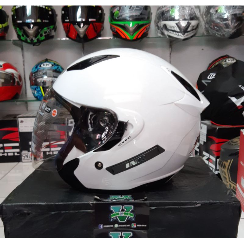 Jual INK HELM METRO 2 WHITE SOLID PUTIH GLOSSY HALFACE | Shopee Indonesia