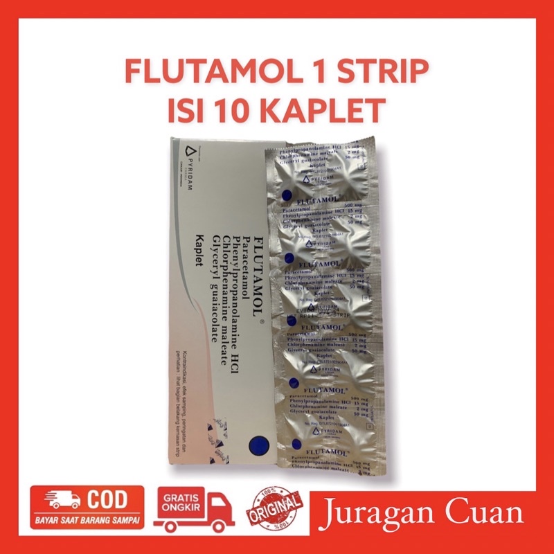 Jual FLUTAMOL 1 STRIP ISI 10 KAPLET / TABLET / OBAT FLU DEMAM SAKIT ...