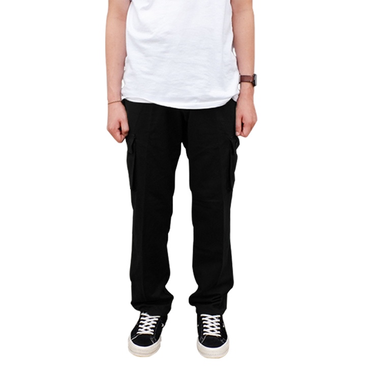 Jual CELANA CARGO PANJANG SLIM STRAIGHT HITAM/ CARGO PANTS TWILL ...