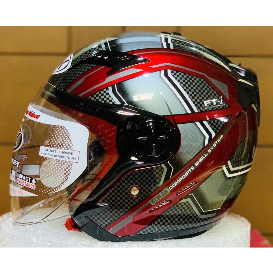 Jual Helm NHK Gladiator FTI Royal Red Glossy Double Visor Half Face ...